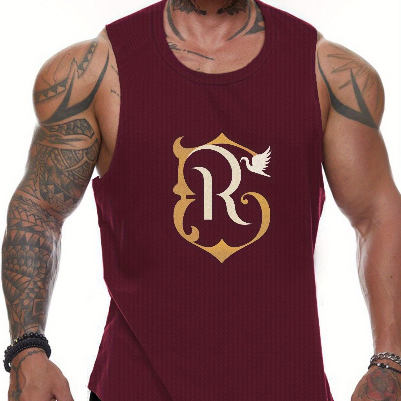 plus size men's letter "r" & goose graphic print top casual sports ...