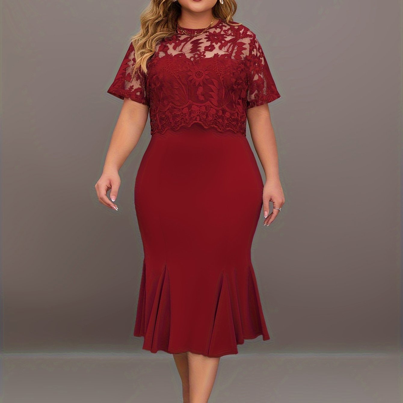 Robe Élégante Taille Robe Sirène En Dentelle - Temu France