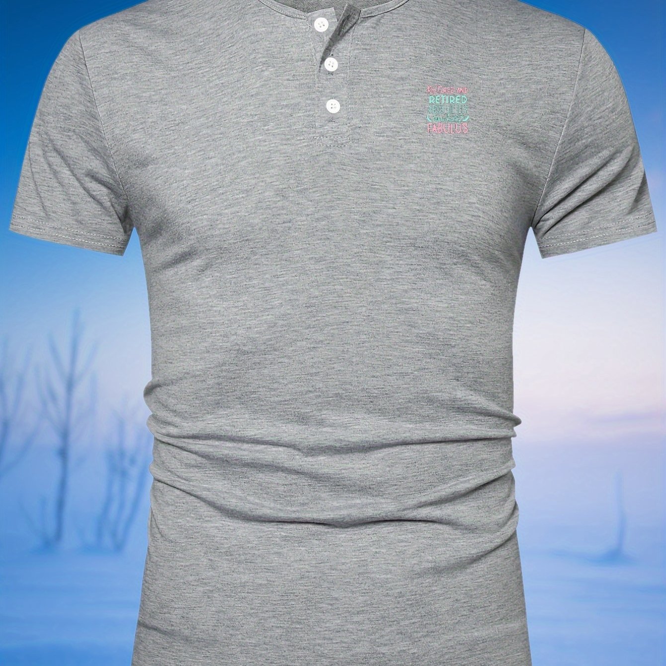 Plus Size Retired Print Men's Solid Henley Shirts Buttons - Temu Portugal