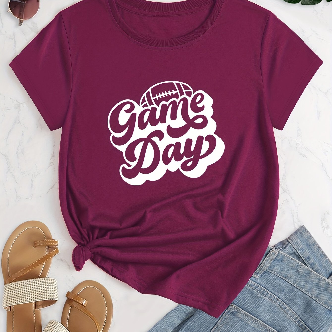 Plus Size Letter Print T Shirt Short Sleeve Crew Neck Casual Temu