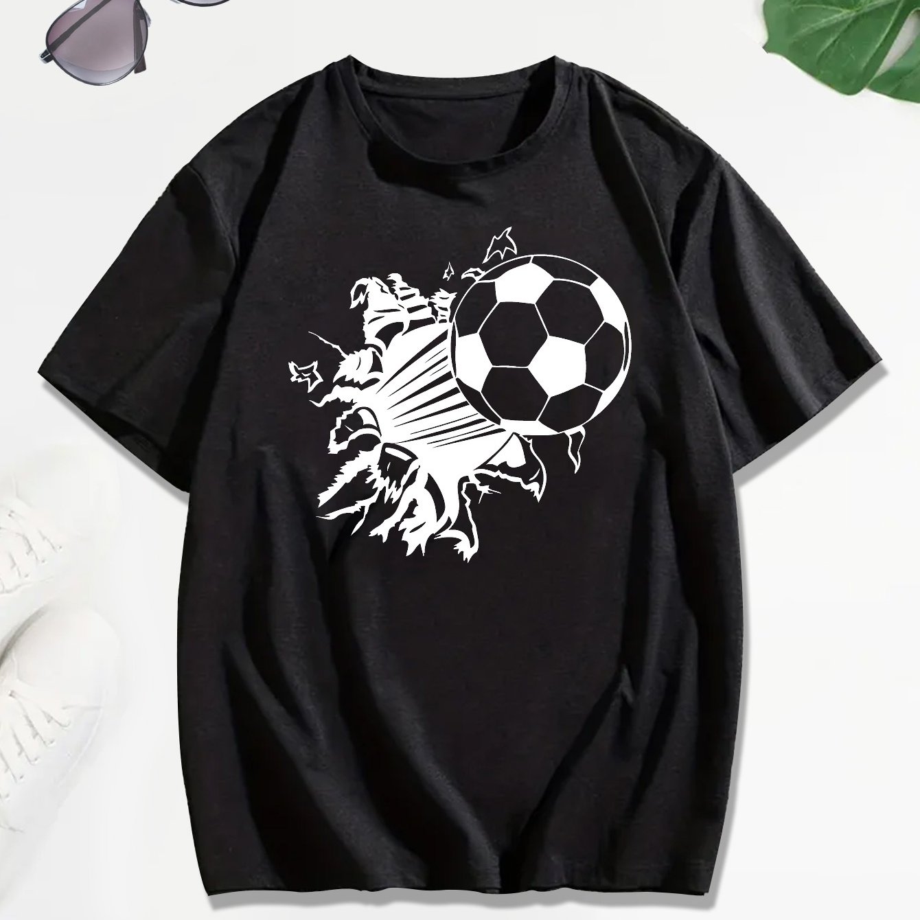 Football Flying Wall Print T Shirt Tees Men Casual Short - Temu Canada