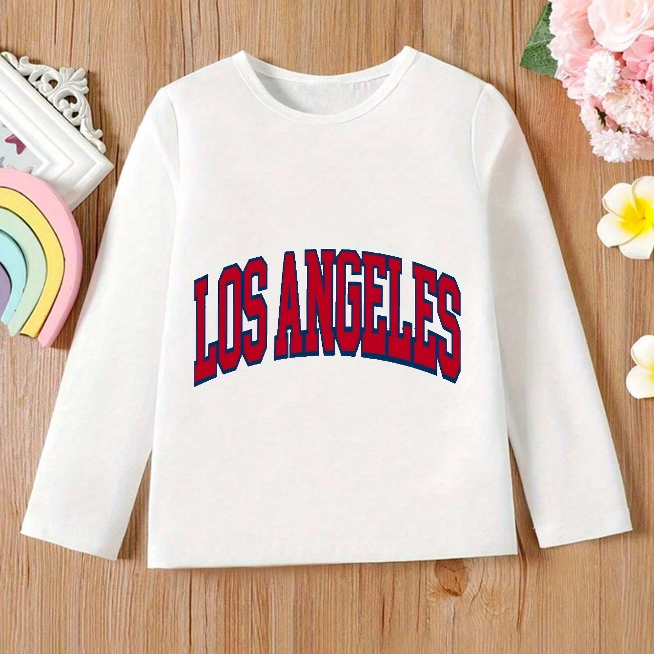 Girl's 100% Cotton Cartoon Los Angeles Pattern T shirt - Temu United ...