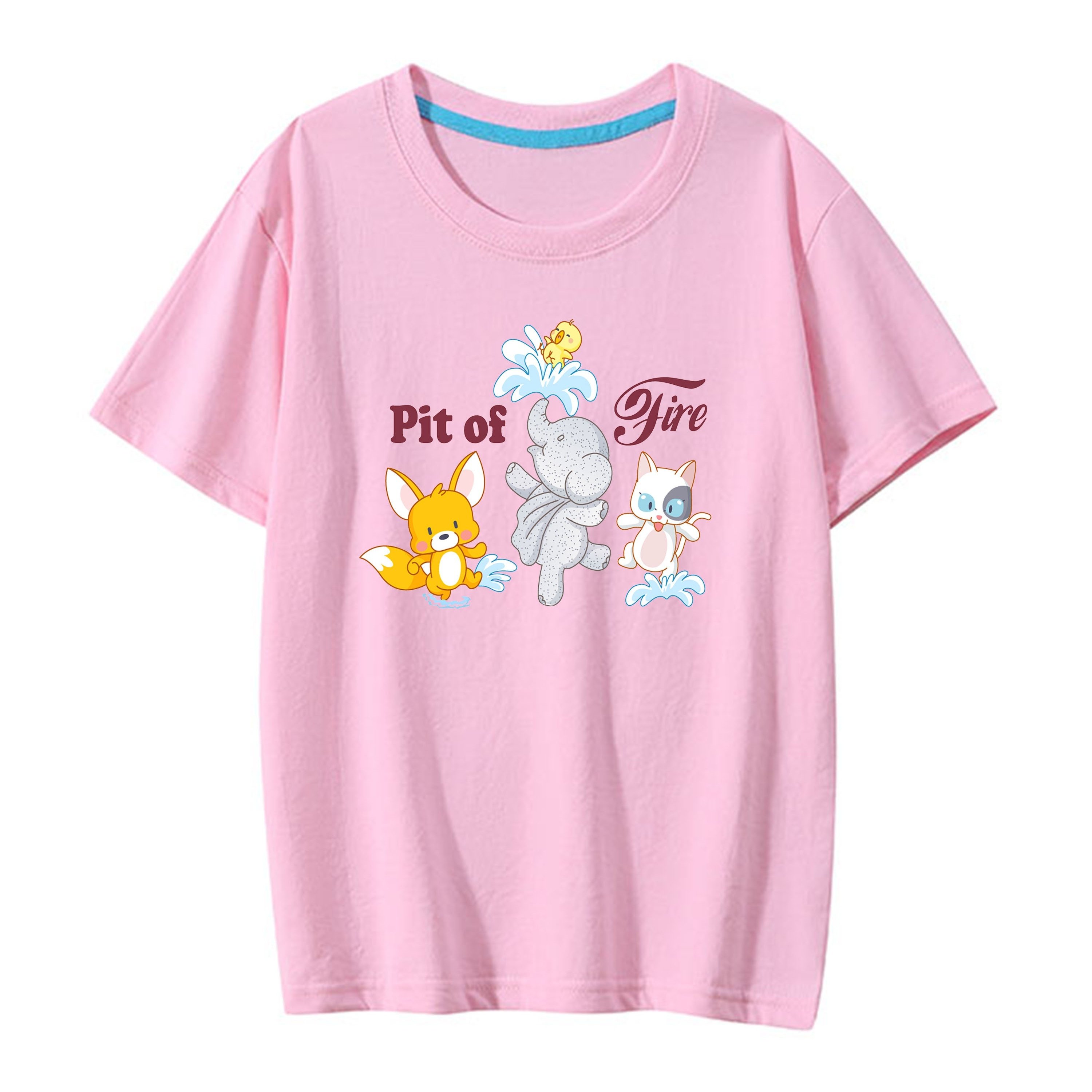 Graphic Short Sleeve T shirt Girls Fox Elephant Cat Comfy - Temu Australia