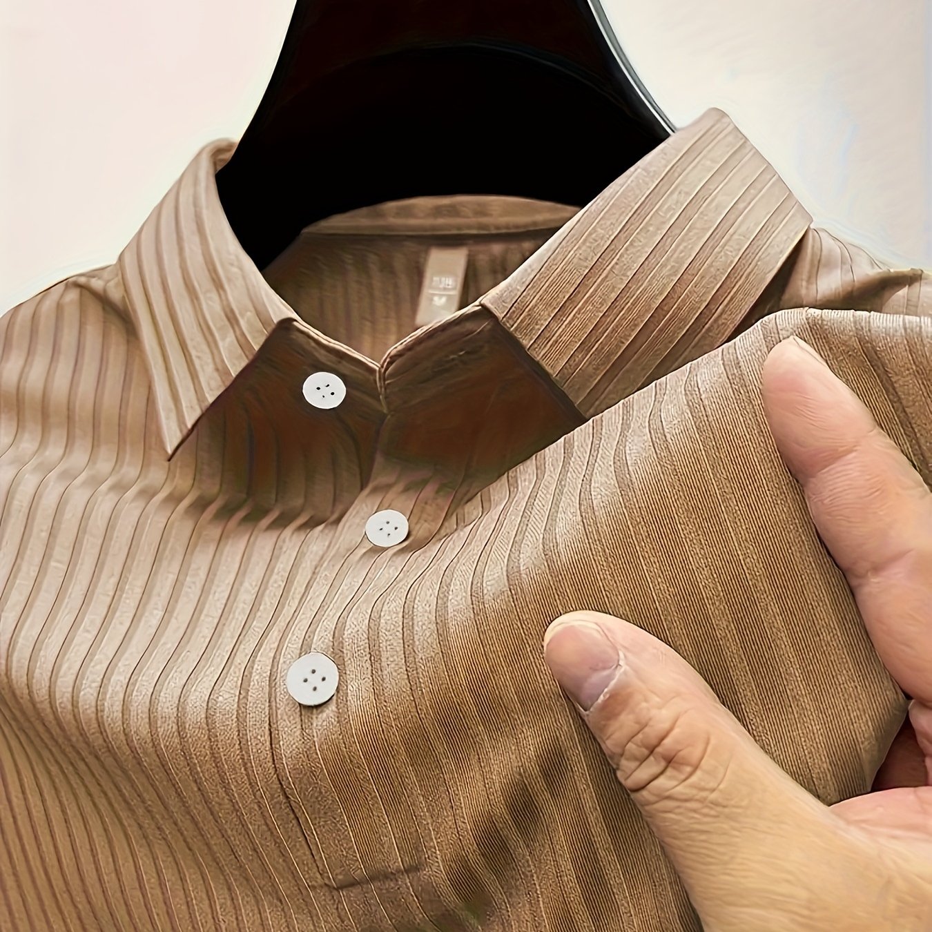 Casual Ribbed Men's Comfy Daily Short Sleeve Lapel Shirt - Temu United