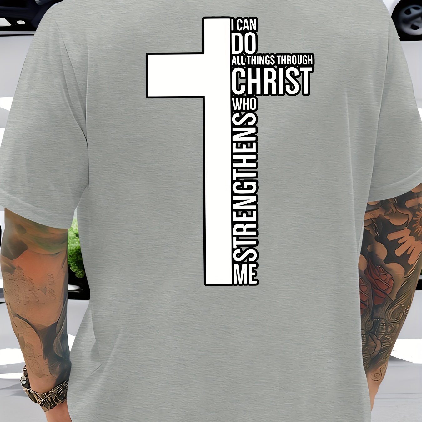 Letters Cross Print Men's Casual T shirt Trendy Short Sleeve - Temu ...