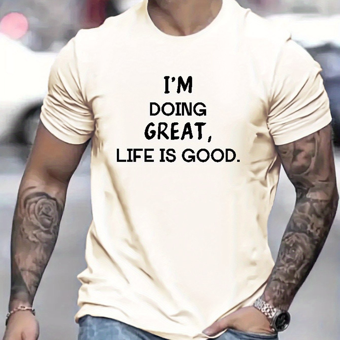 Thriving In Life Print T Shirt Tees Men Casual Short Sleeve - Temu ...