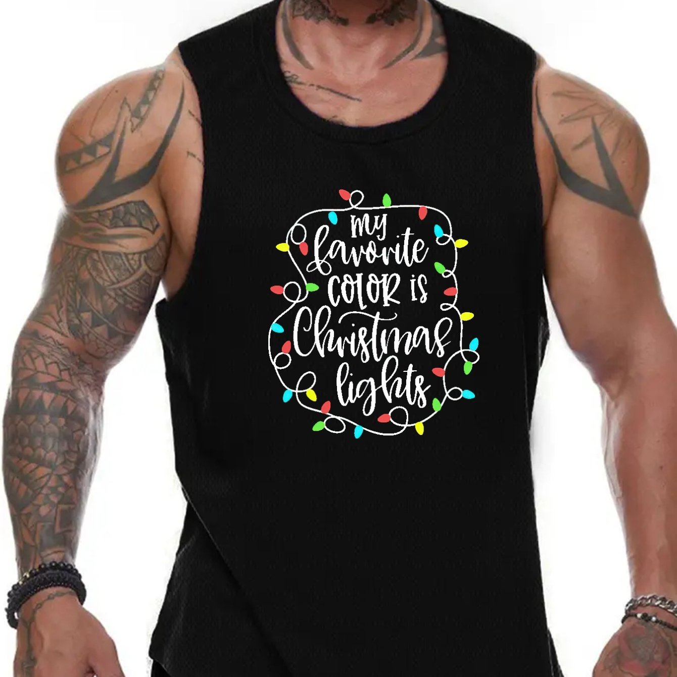 Favorite Color Christmas Lights Print A shirt Tanks - Temu New Zealand