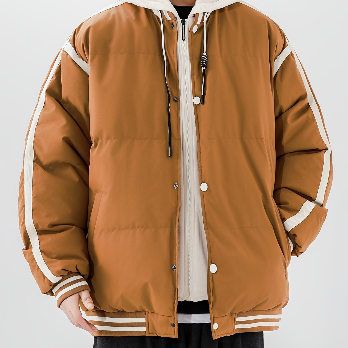 Men's Warm Puffer Jacket Casual Hooded Padded Jacket Fall - Temu United ...