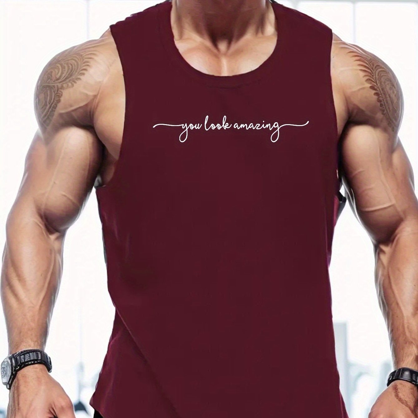 Look Amazing Print Sleeveless Tank Top Men's Active - Temu United Kingdom