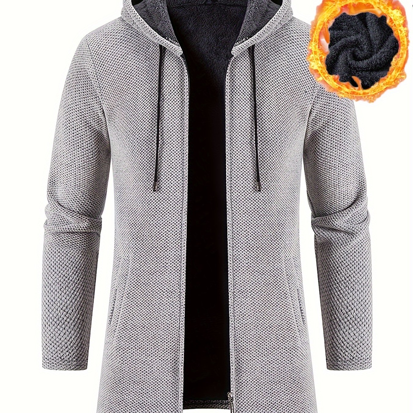 Cardigan À Capuche Mi long Chaud Épais En Peluche Hommes - Temu France