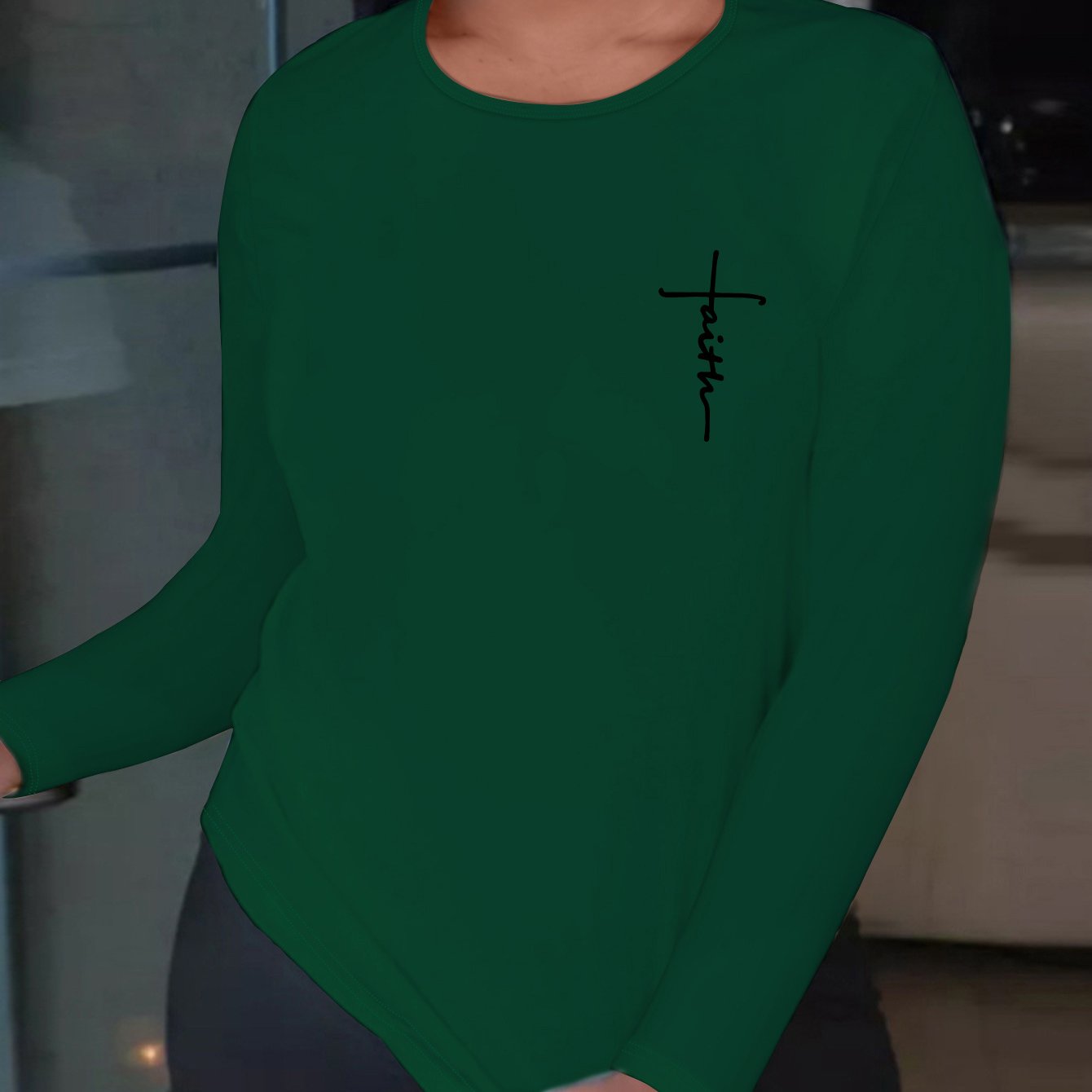 Plus Size Graphic Print T shirt Long Sleeve Crew Neck Casual - Temu ...