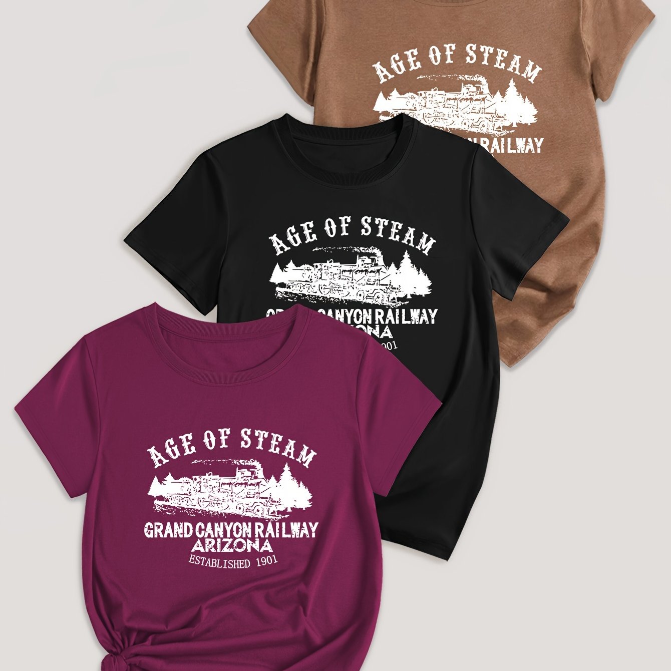 3 packs plus size graphic print t shirts short sleeve crew - Temu Australia