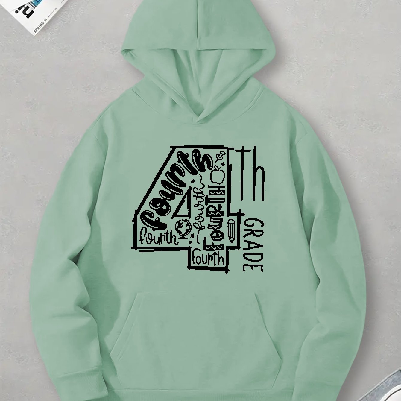 Number 4 Print Kangaroo Pocket Hoodie Casual Long Sleeve - Temu United ...