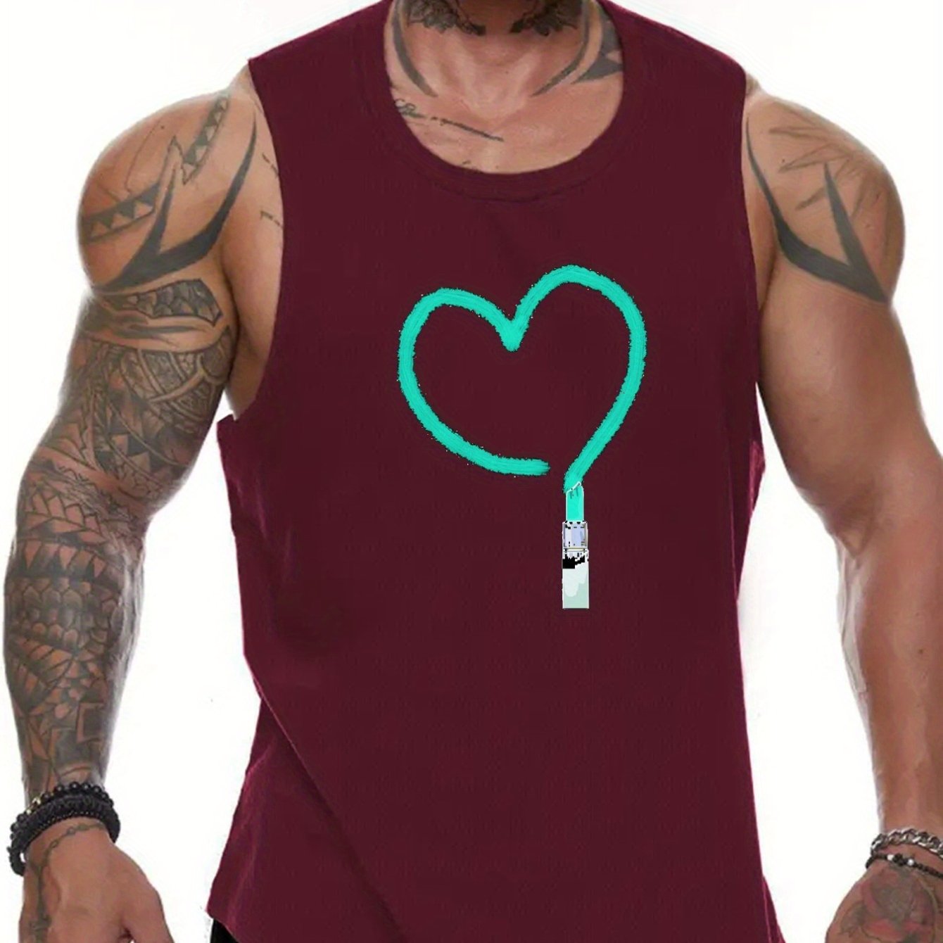 heart shape print a shirt s sleeveless top mens - Temu Ireland