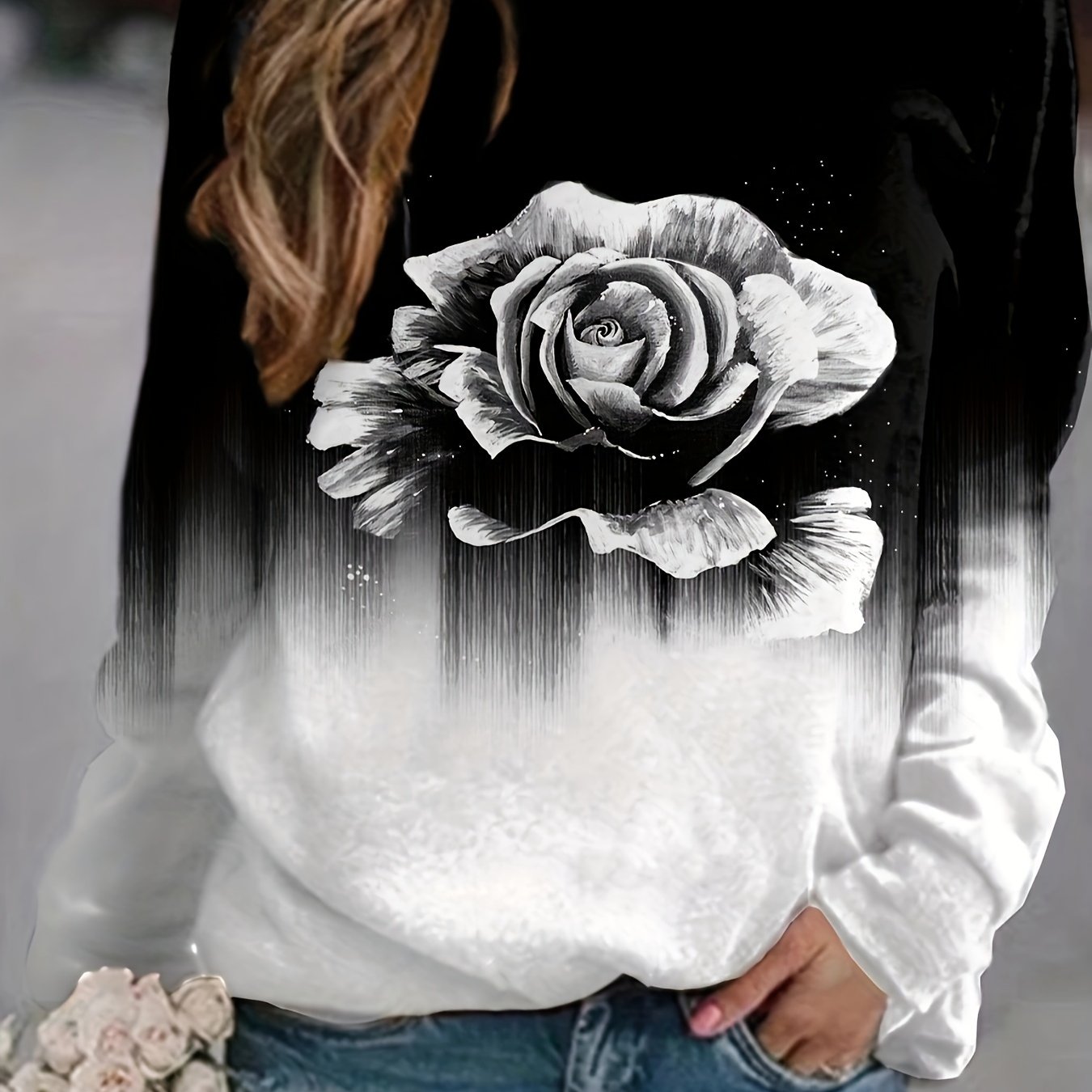 Sweat shirt À Imprimé Floral Sweat shirt Décontracté À - Temu France