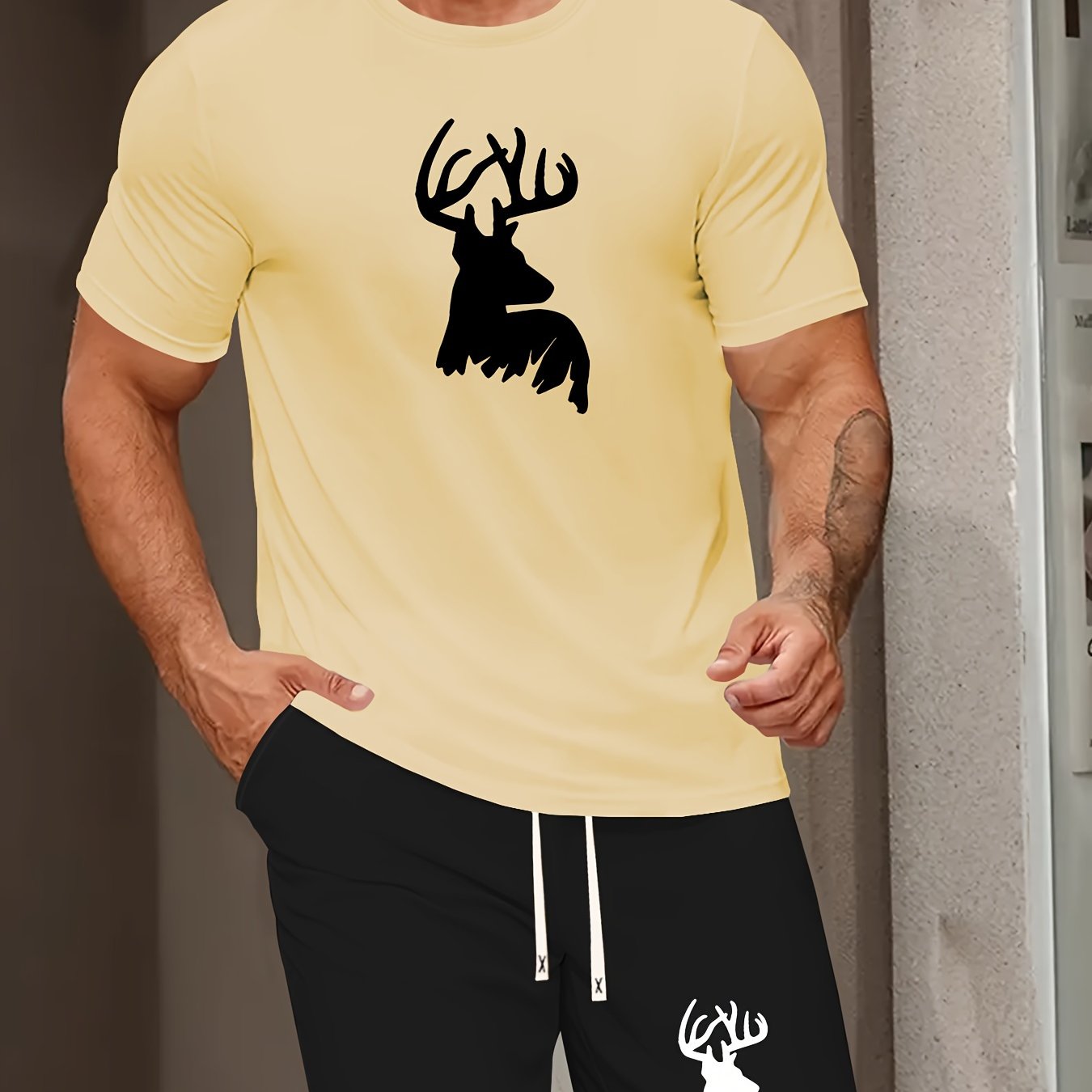 Deer Silhouette Graphic Print Trendy Outfits Men Men’s - Temu United ...