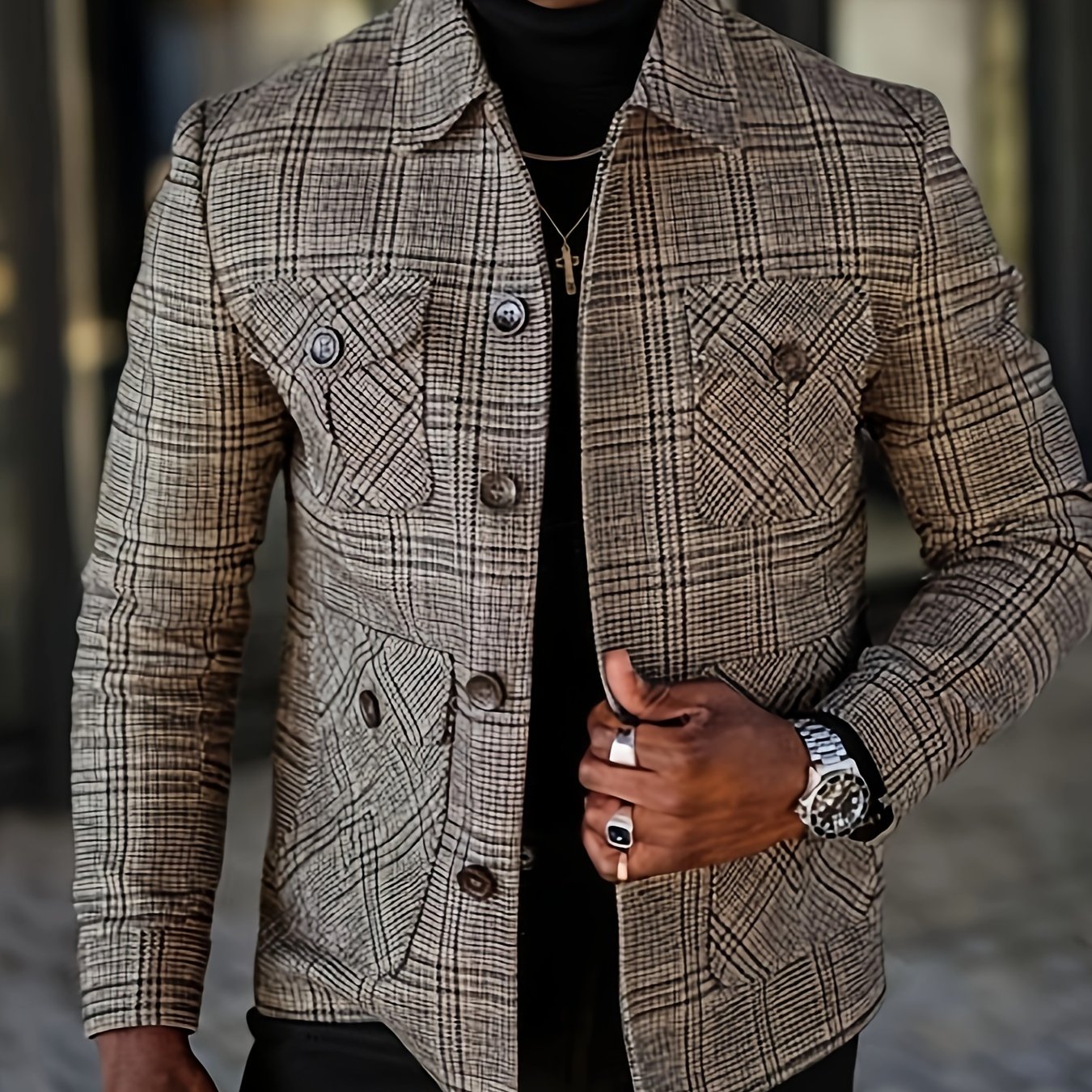 stripes pattern mens long sleeve button classic lapel suit - Temu New ...