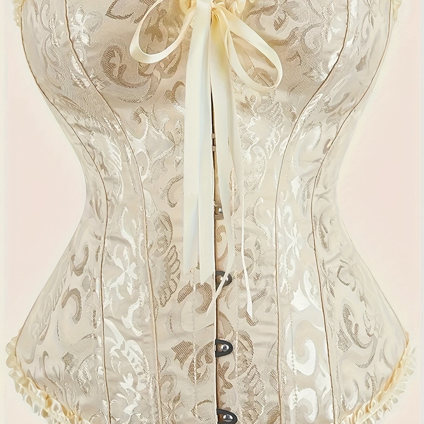 Jacquard Strapless Lettuce Trim Corset Bustier Tummy Control - Temu ...