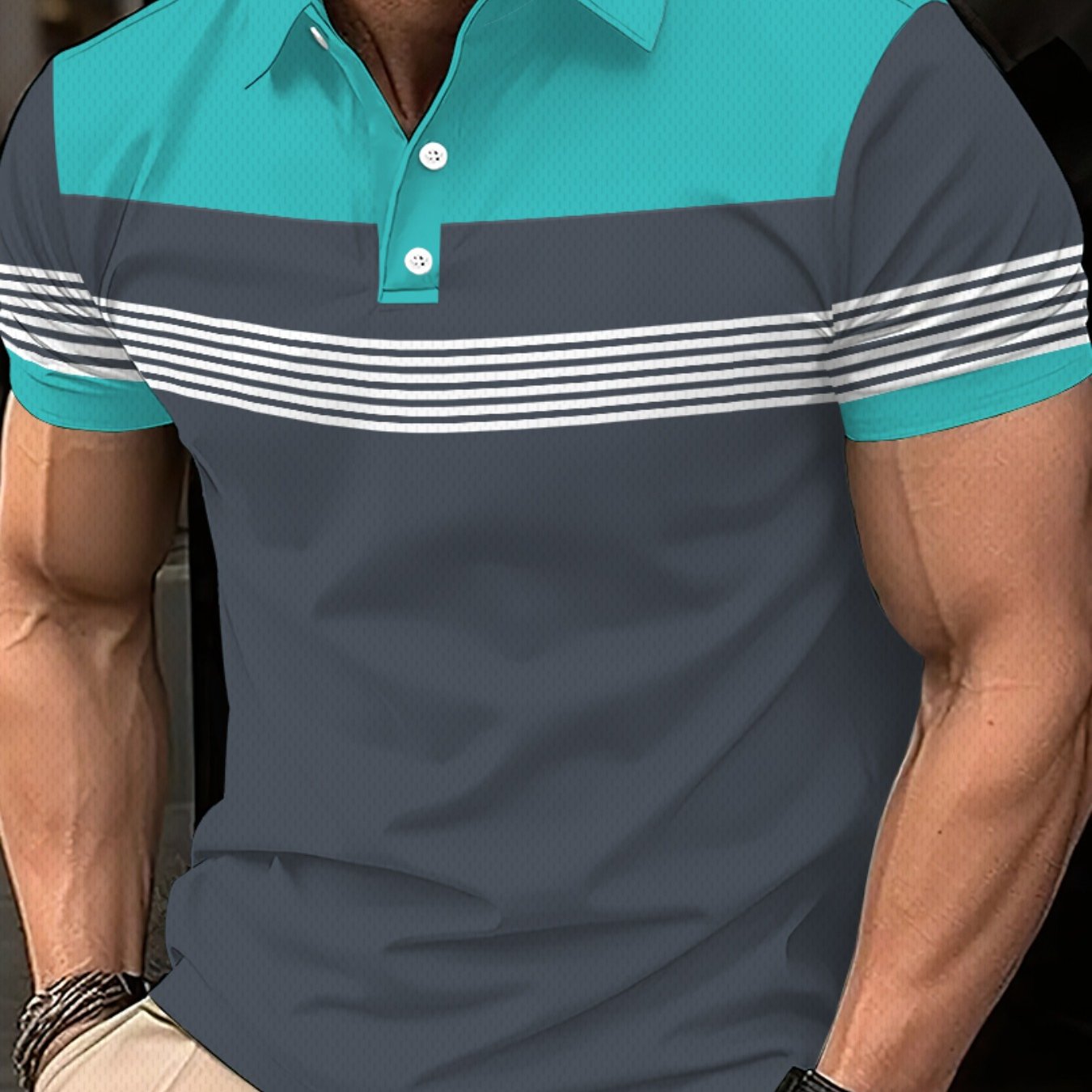 Men'SsColor-Blocked Striped Short-Sleeve Polo Shirt – Iets van Alles by ...