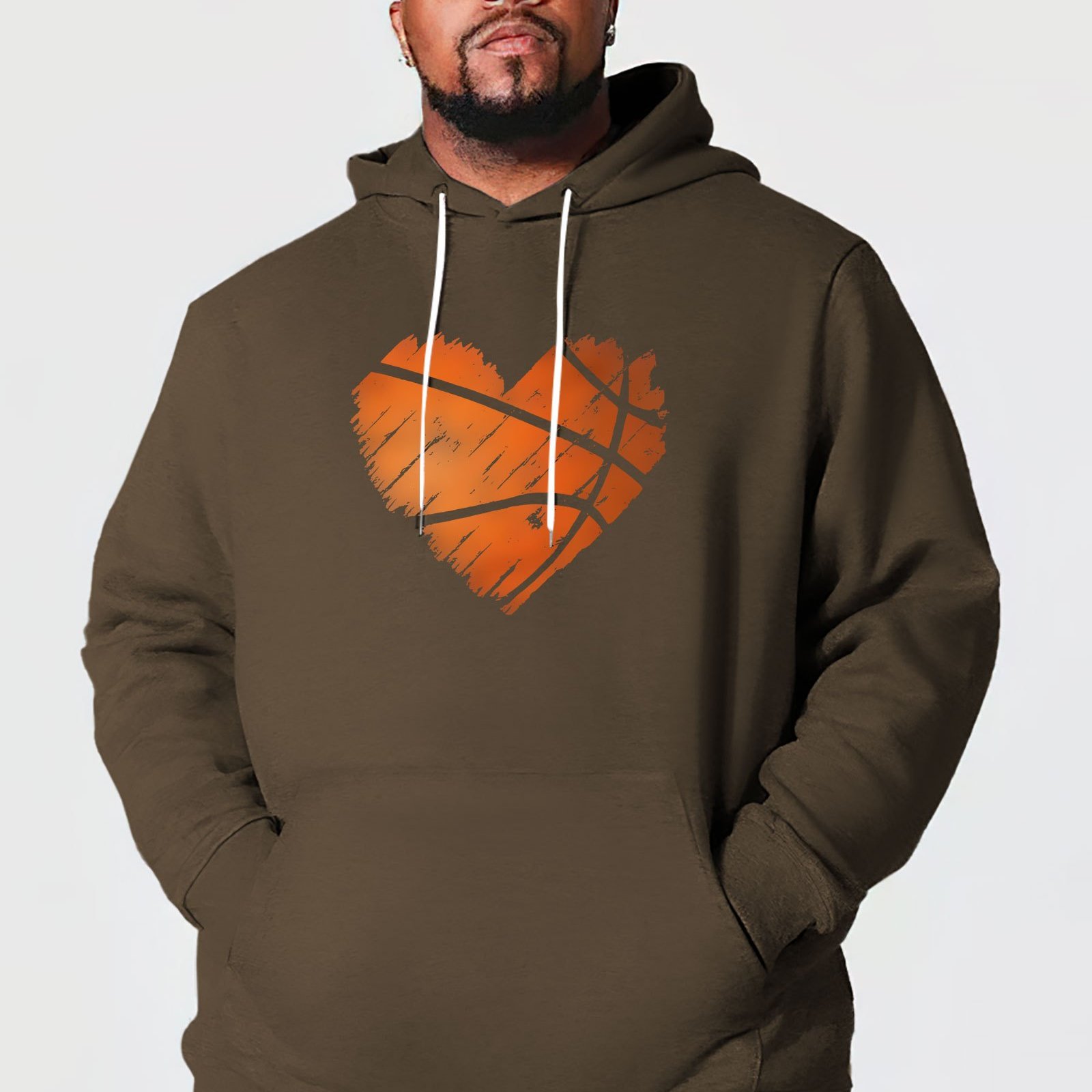 Plus Size Men's Stylish Loose Heart Graphic Print Hoodie - Temu United ...