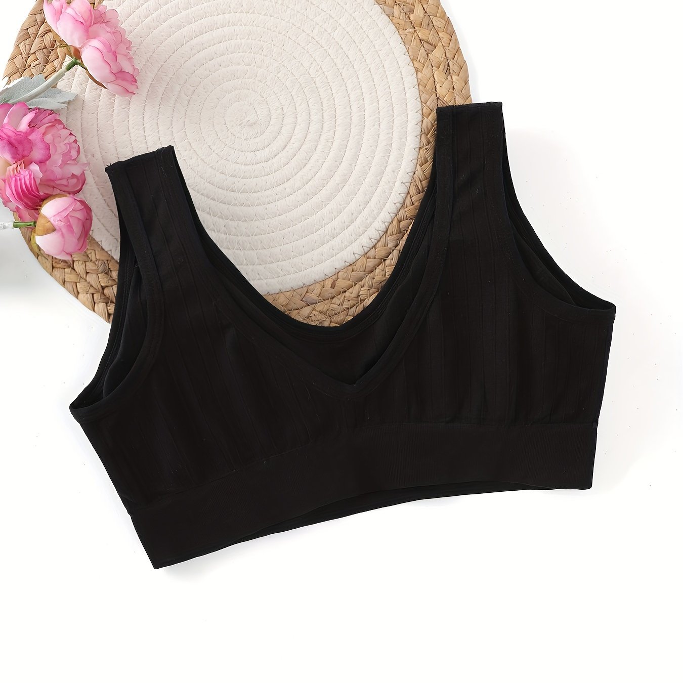 Seamless Sports Bra Shockproof Wide Strap Wireless Bra - Temu United ...