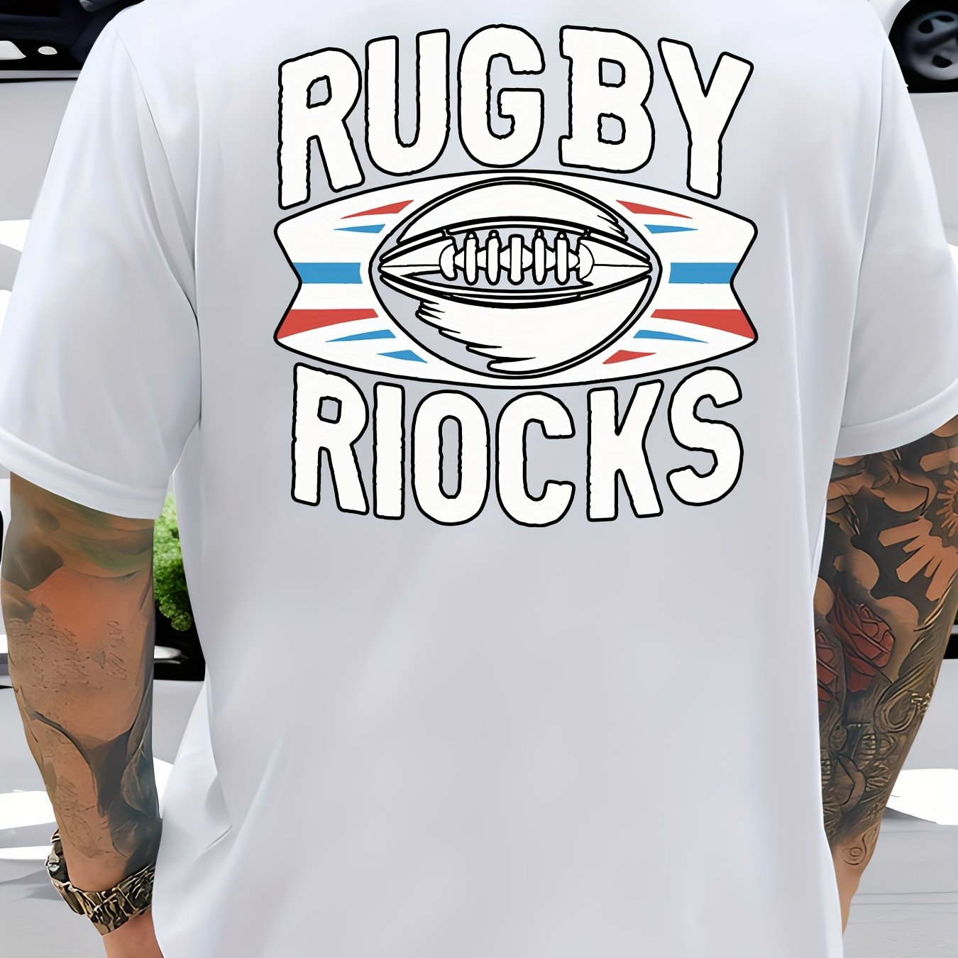 Rugby Riocks Print Men's Casual T shirt Trendy Short Sleeve - Temu ...