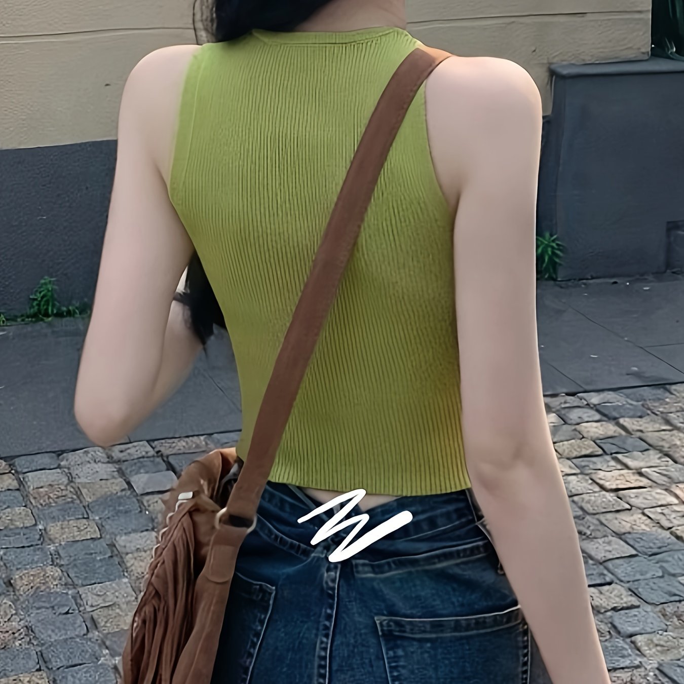 Ribbed Sleeveless Top Elegant Solid Crew Neck - Temu