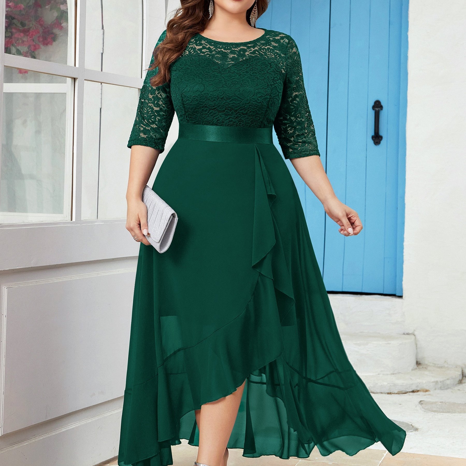 Vestido Dama Honor Encaje Floral Talla Elegante - Temu Mexico