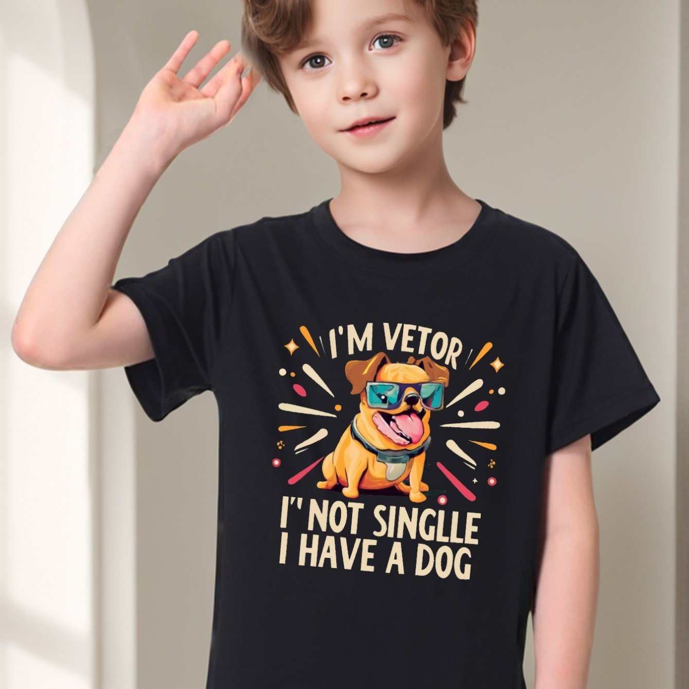 Glasses/sunglasses Dog Print T shirt Kids Trendy Short - Temu Australia