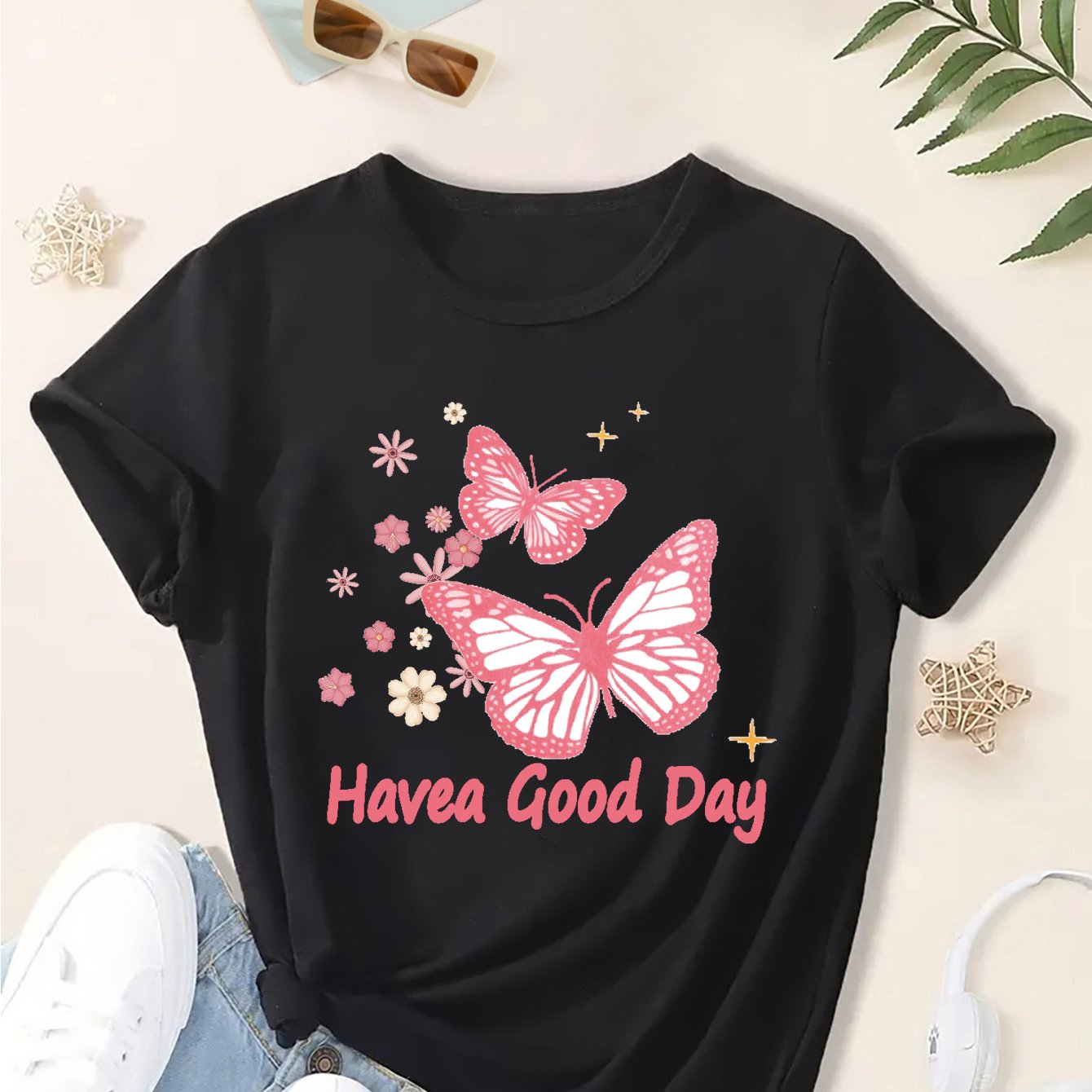 A Good Day Butterflies Flowers Graphic Print Girls' Stylish - Temu ...