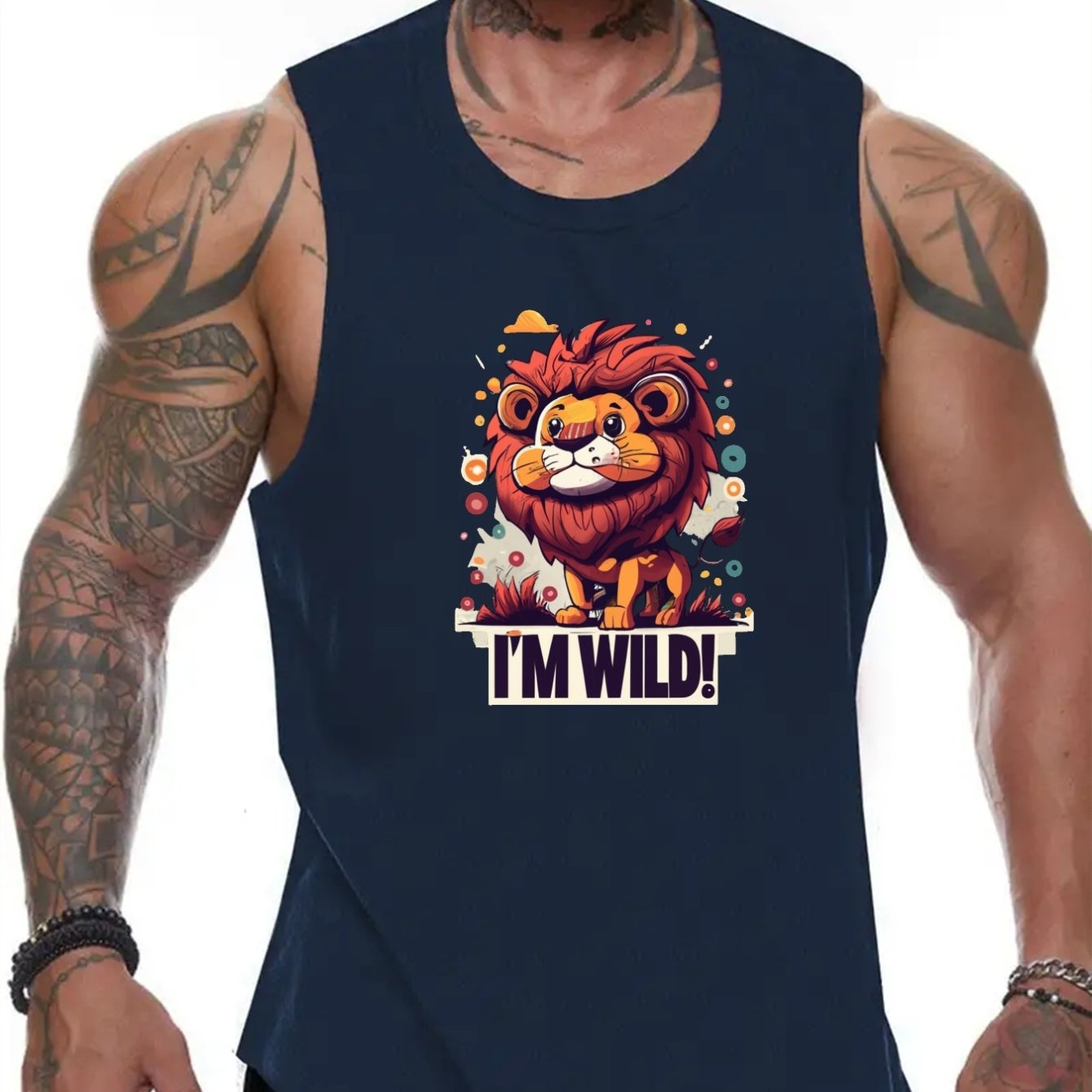 Lion Cartoon 'm Wild Print A shirt Tanks Sleeveless Tank Top - Temu Canada