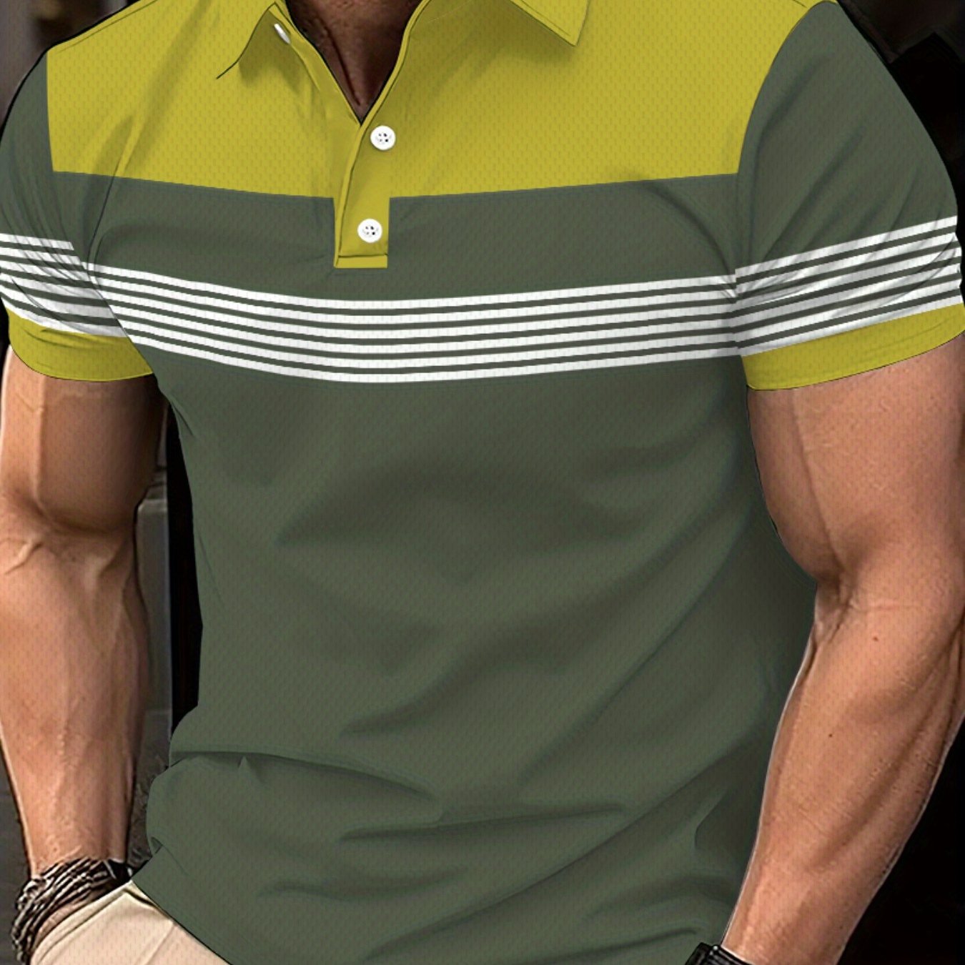 Men'SsColor-Blocked Striped Short-Sleeve Polo Shirt – Iets van Alles by ...