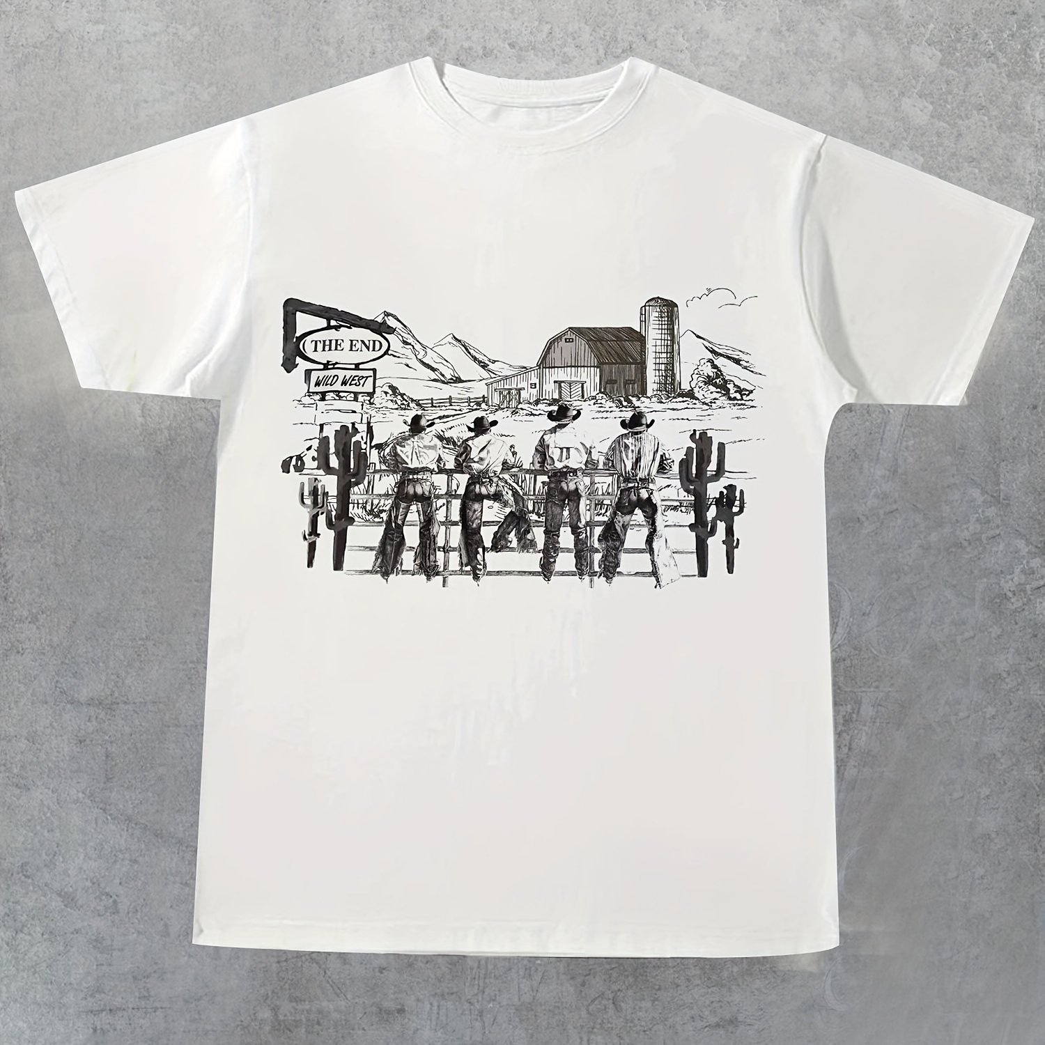 Cowboy Print Crew Neck T shirt Casual Short Sleeve T shirt - Temu Canada