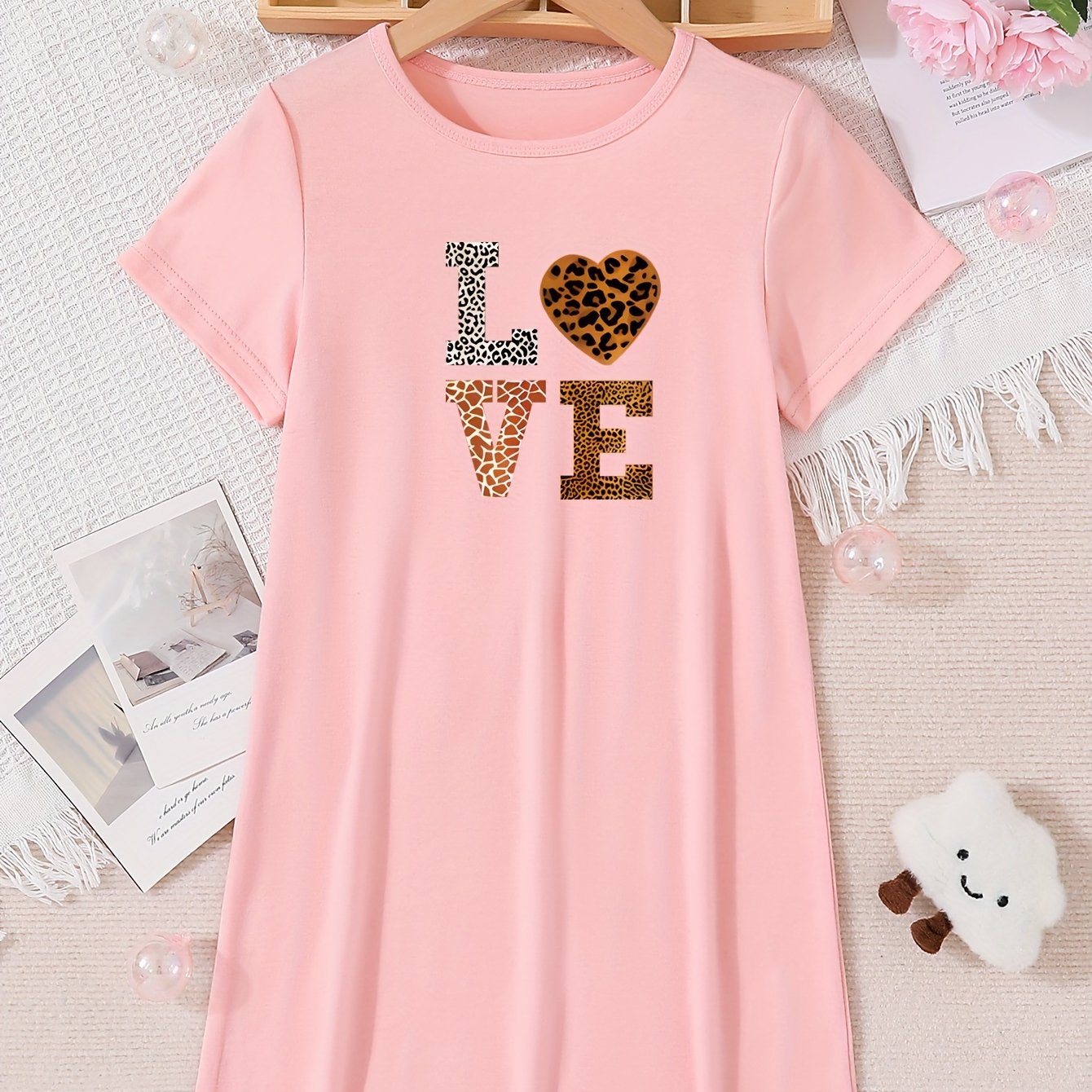 Love Anime Heart Leopard skin Pattern Graphic Print Dress - Temu United ...