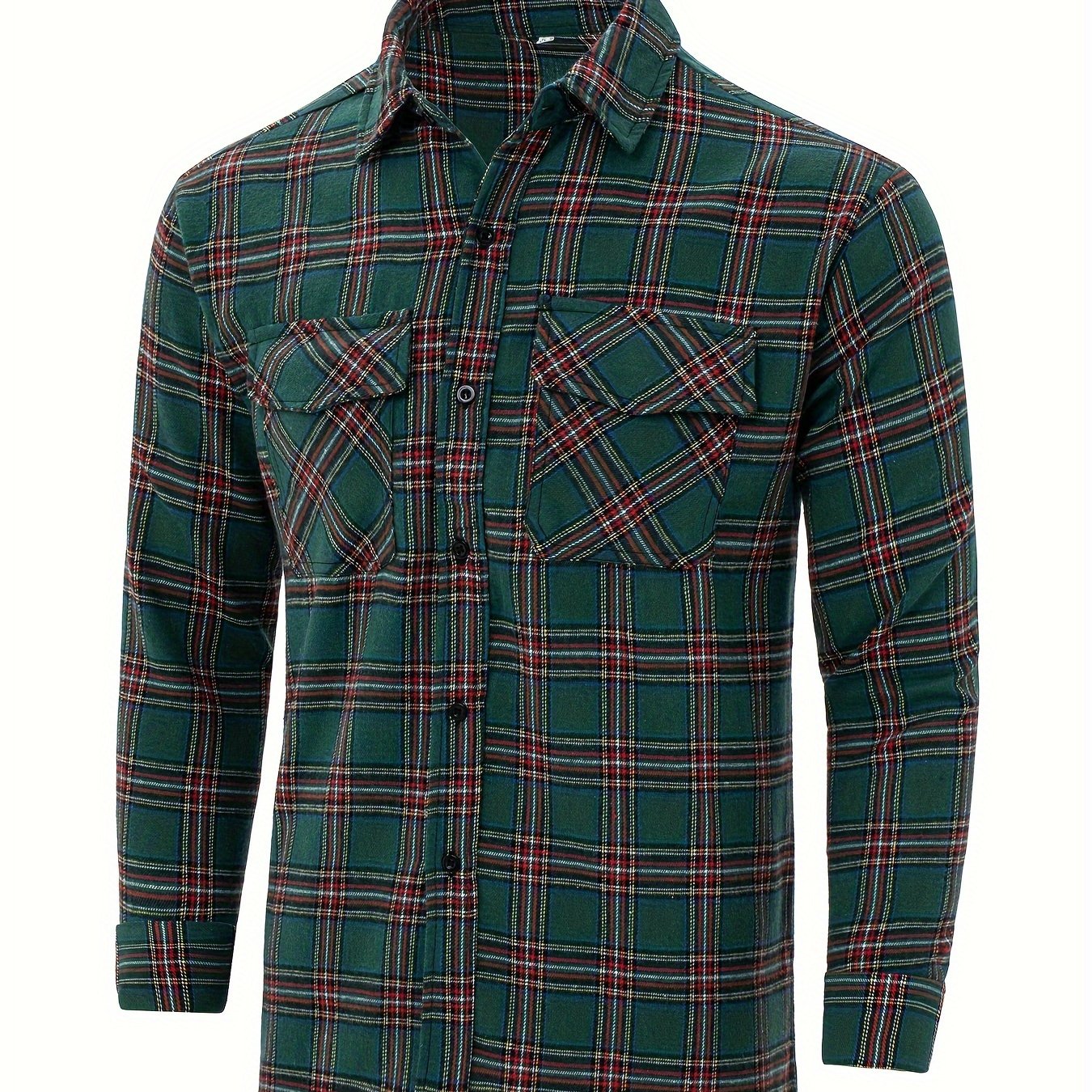Classic Design Plaid Pattern Men's Casual Button Long Sleeve - Temu ...