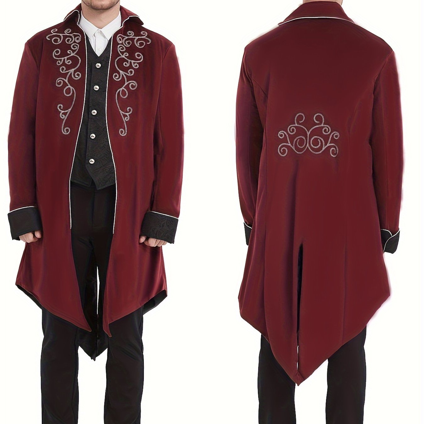 Medieval Gothic Steampunk Vintage Embroidery Costume HOUYSA Men's ...