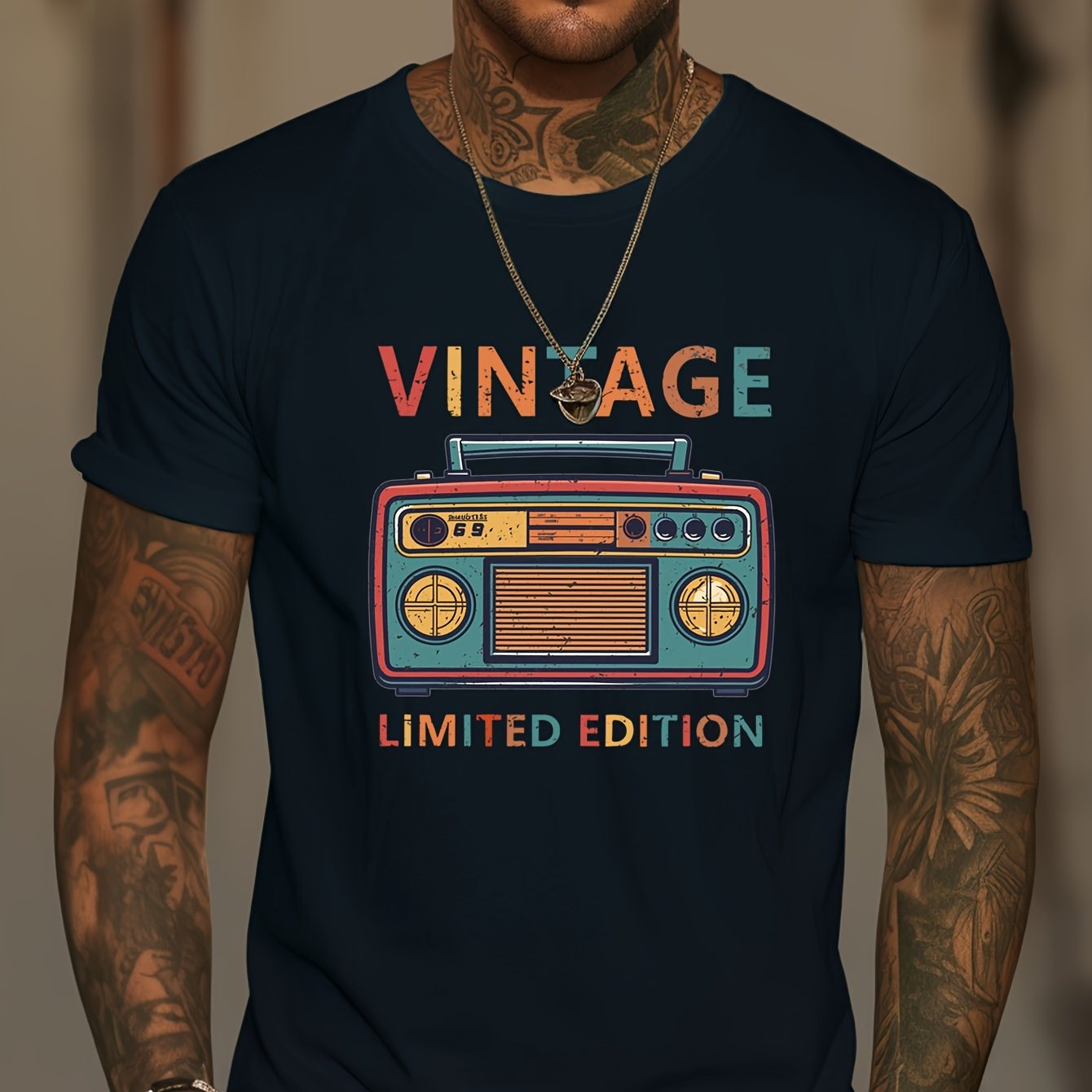 Vintage Radio Print T Shirt Tees For Men Casual Short Sleeve - Temu ...